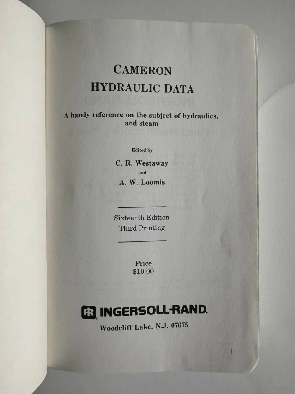 Cameron Hydraulic Data: A Handy Reference on the Subjects of Hydraulics, and Ste | eBay