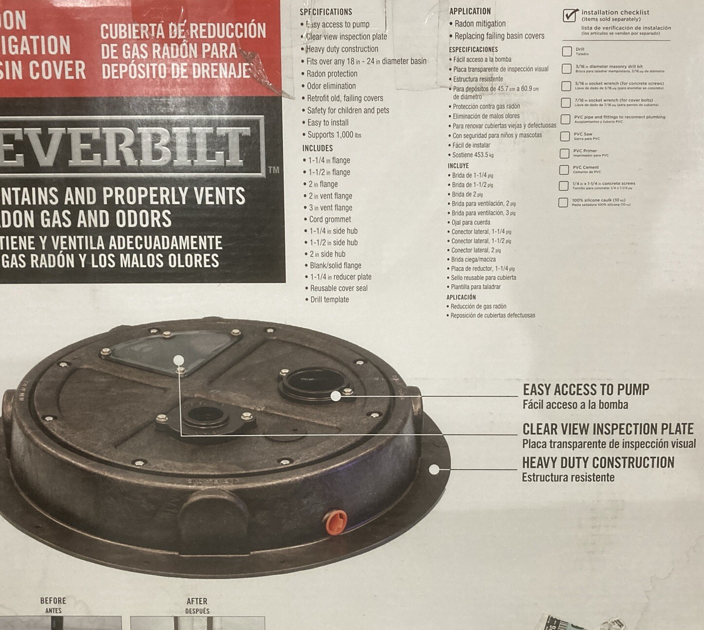 Pump Well Cap Radon Mitigation Basin Cover Sump THD1085 24 in Floor ...