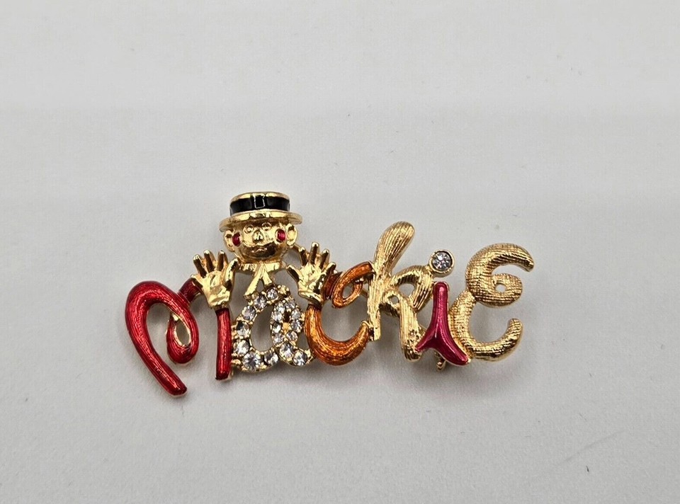 Bob Mackie Clown Signature Logo Brooch Enamel On Gold-Tone W ...