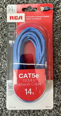 RCA CAT5e Ethernet Network Cable 14 ft Blue 100MHz TPH531BR 44476061462 ...