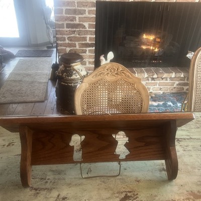 Vintage Solid Oak Wood Heart Boy - Girl Cut Out Wall Shelf 24” Cottage ...
