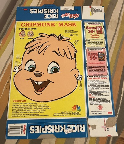 1988 Kellogg’s Rice Krispies Cereal Box Chipmunks Mask | eBay