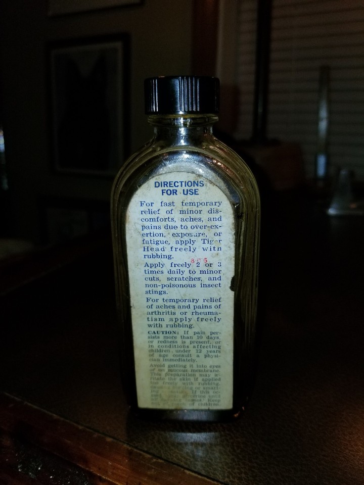 Vintage Art Deco Tiger Head Antiseptic LINIMENT BTL EMPTY 65% ALCOHOL ...