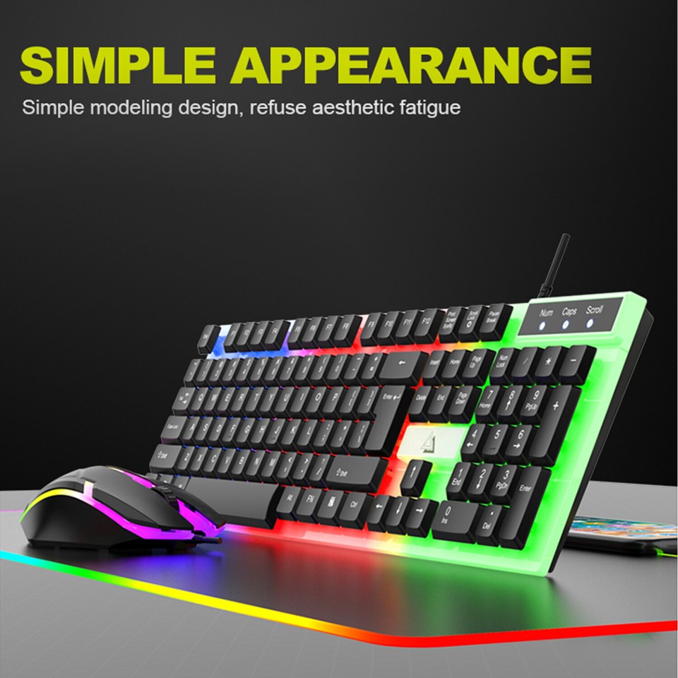 RGB Mouse & Backlit Keyboard, 104-Key Suspension Keycap, Wired USB for ...