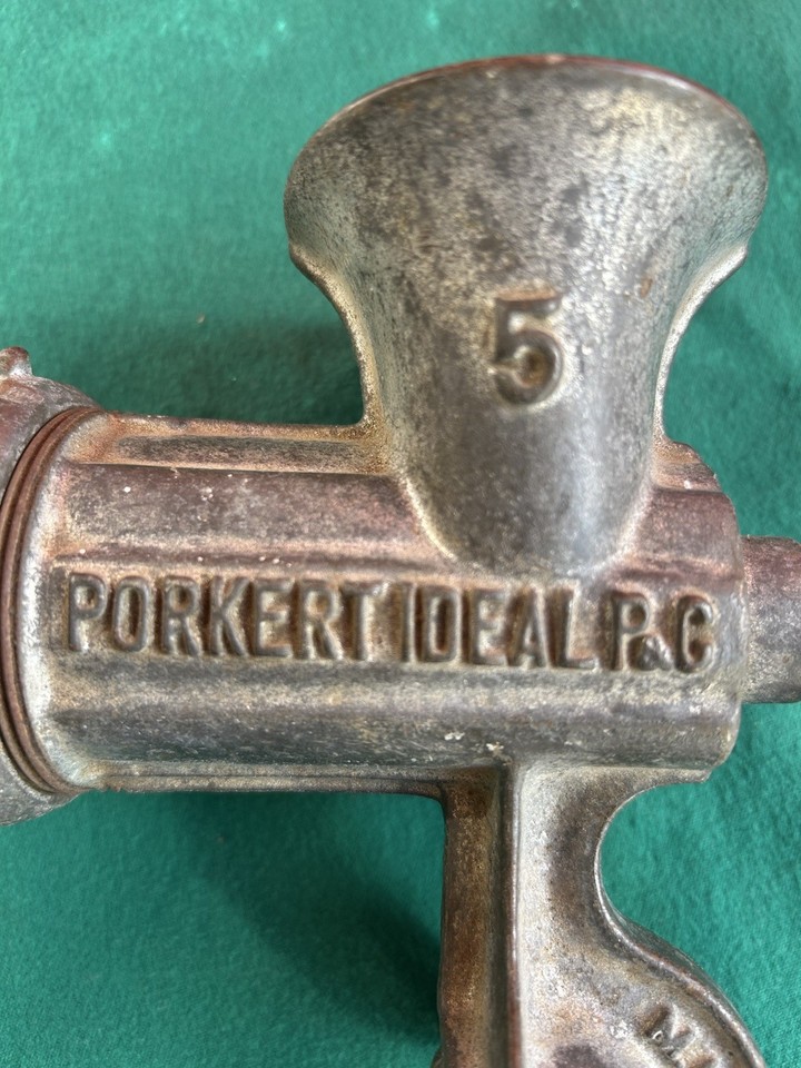 Antique Cast Iron Meat Pork Hand Sausage Grinder Wood Handle Universal ...