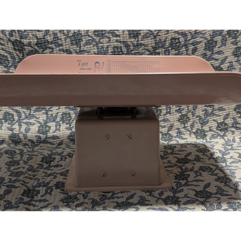 Vintage Detecto Baby Scale Pink Metal Nursery Decor Infant Weight Chart ...