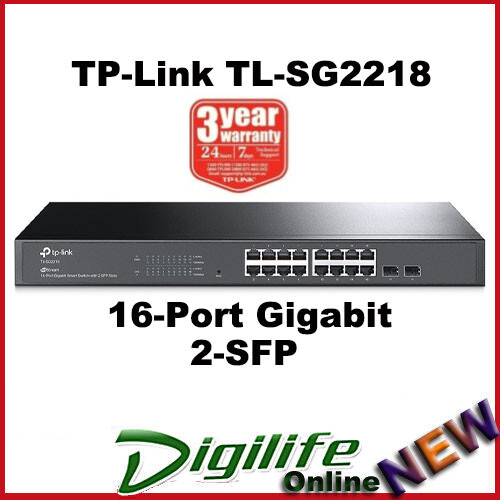 TP-LINK TL-SG2218 16-Port Gigabit Smart Switch with 2 Combo SFP Slots ...