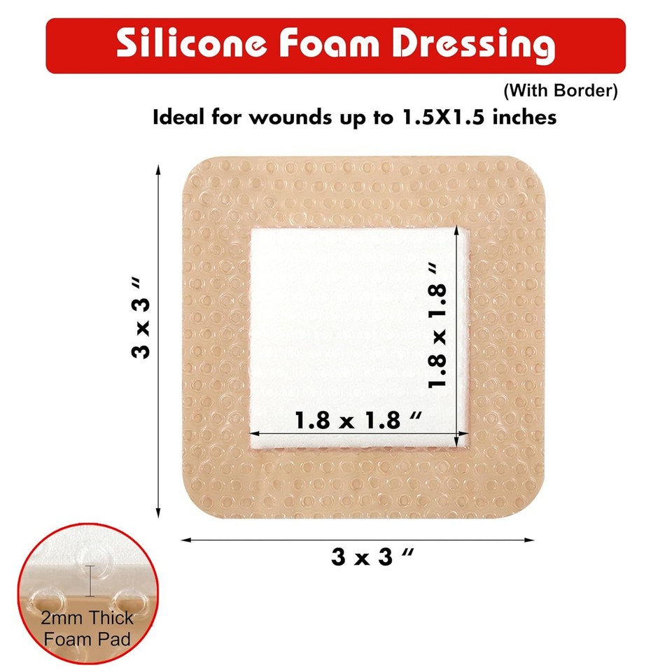 Silicone Foam Dressing with Adhesive Border – Wound Dressing Bandage ...
