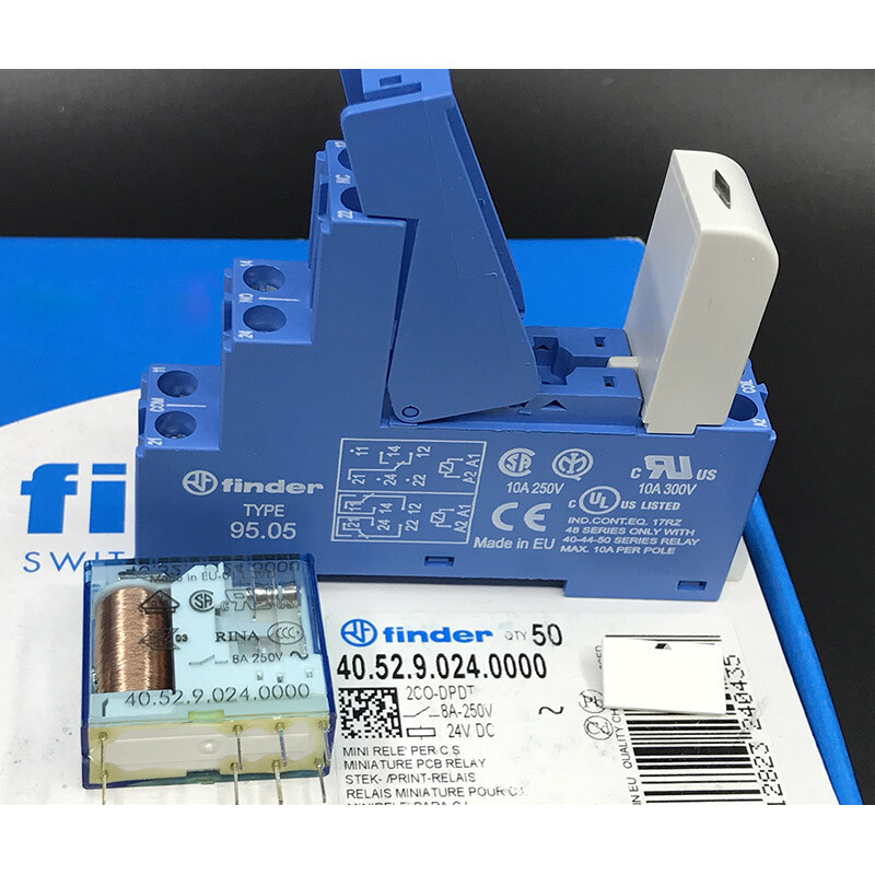 1pc FINDER 40.52.9.024.0000 24VDC Power Relay With 95.05+99.02.024.99 ...