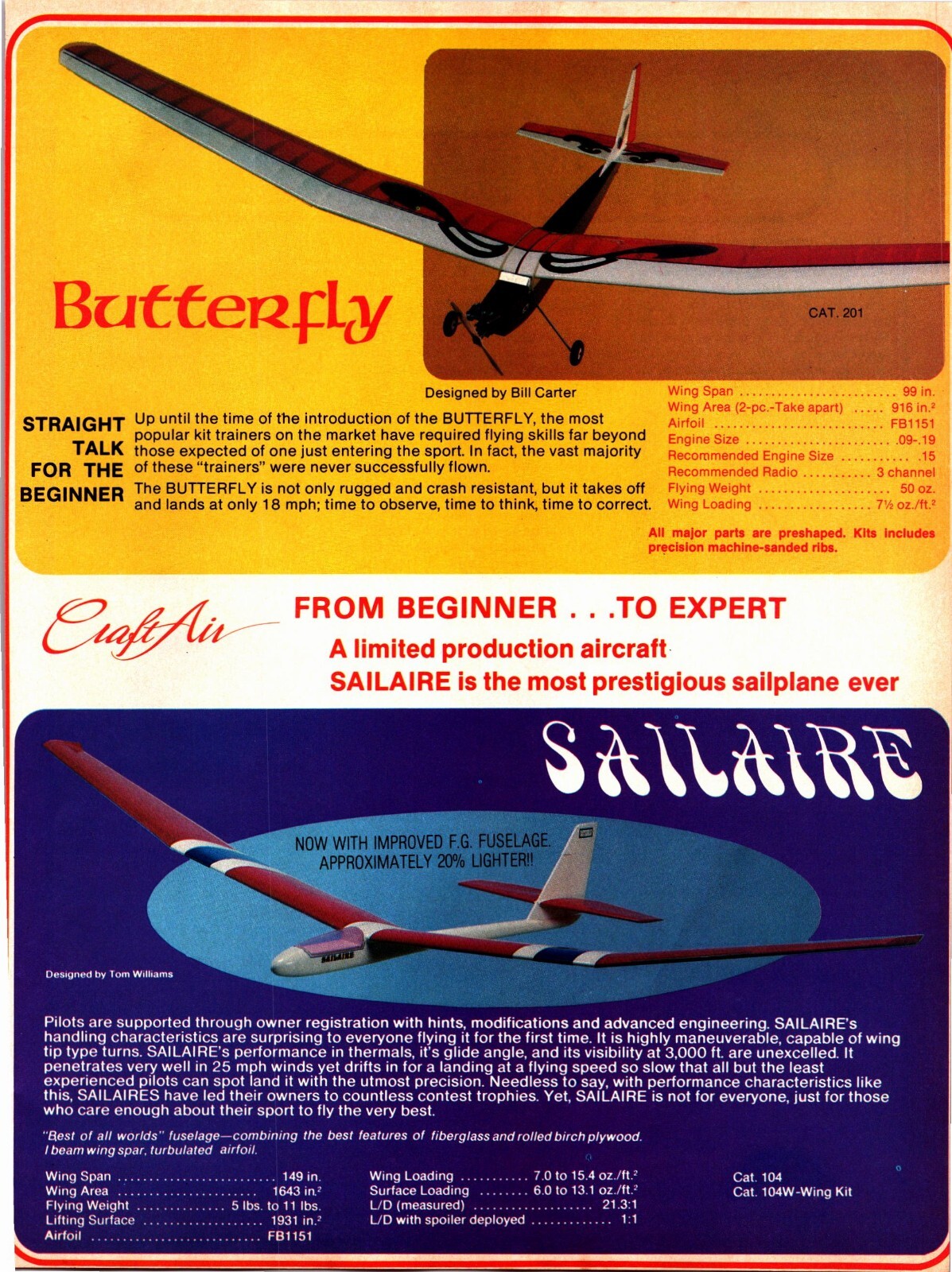 Craft Air Butterfly RC Airplane Sailaire Glider Print Ad Wall Art Decor ...