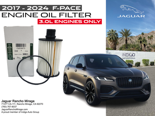2017-2024 JAGUAR F-PACE (3.0L ENGINES ONLY) Genuine Jaguar Oil Filter ...