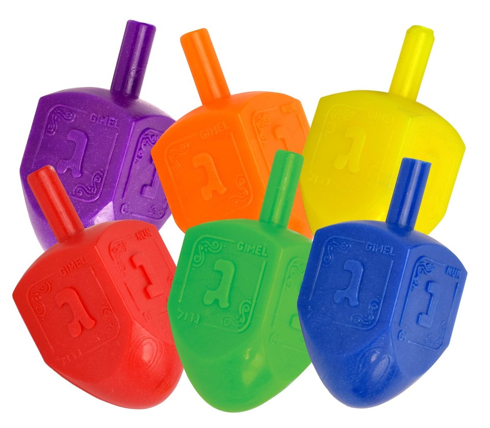 Hanukkah Dreidels - Multi Color Plastic Dreidel - 10 Pack Medium 10 ...