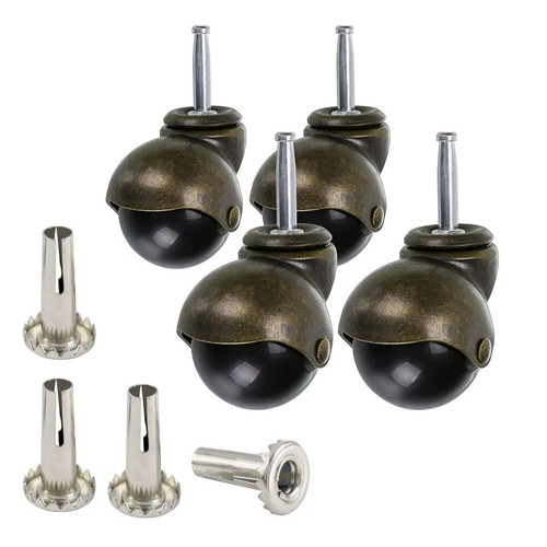 2 Inch Ball Caster Wheels with Sockets Vintage Swivel Furniture Rollers ...