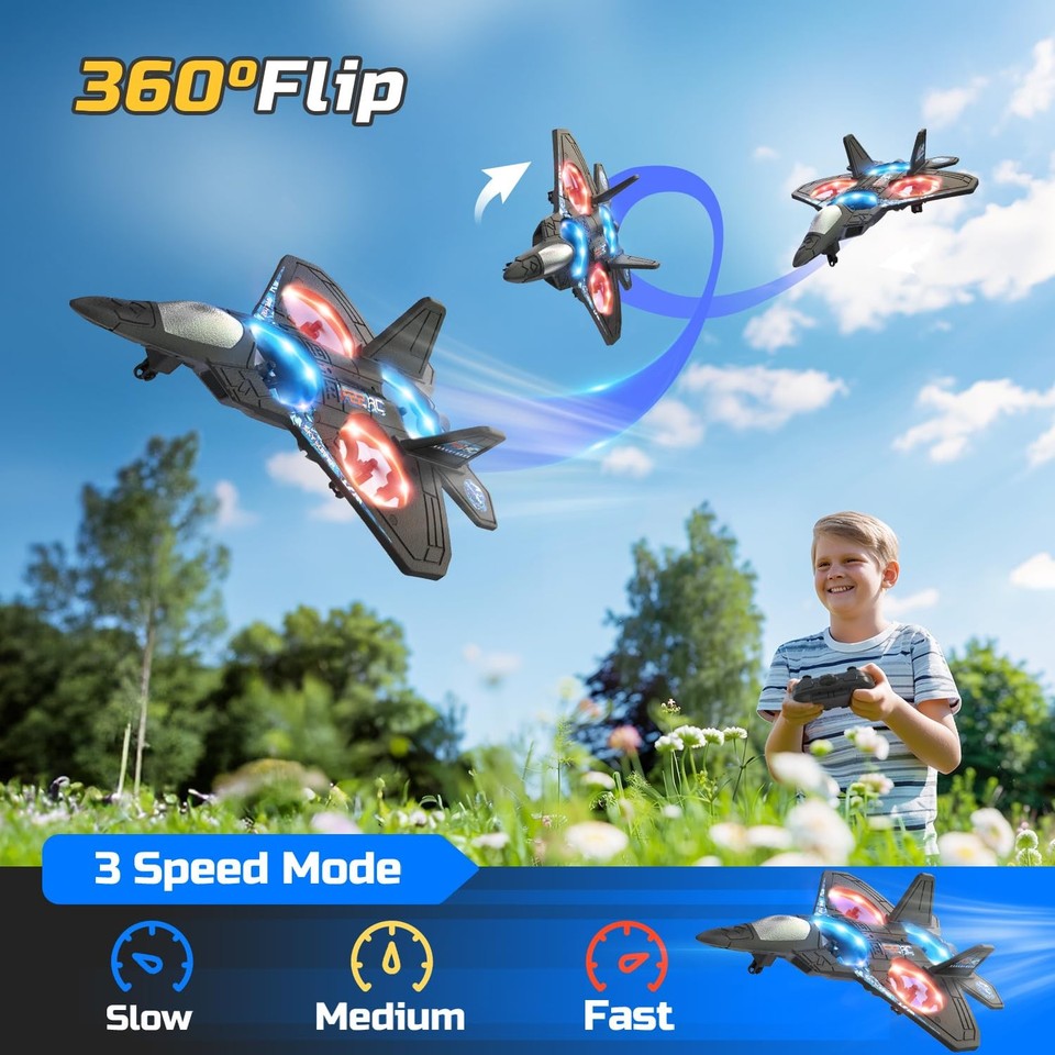 Foam RC Plane Drone for Kids, Remote Control Airplane Fighter Jet with ...
