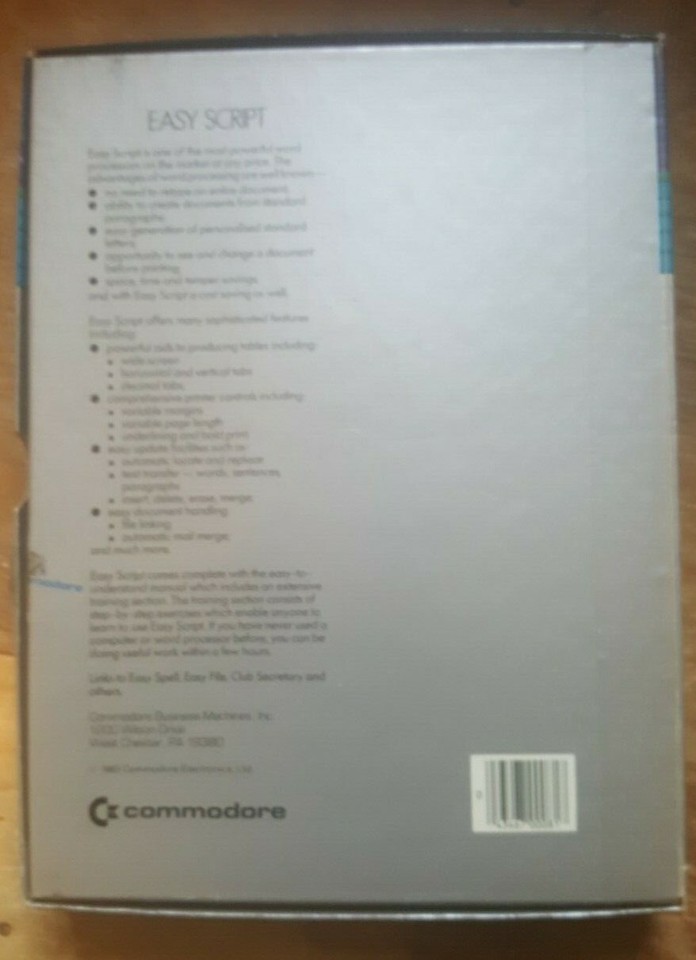 Vintage Commodore 64 EASY SCRIPT word processor Utility software NMIB ...