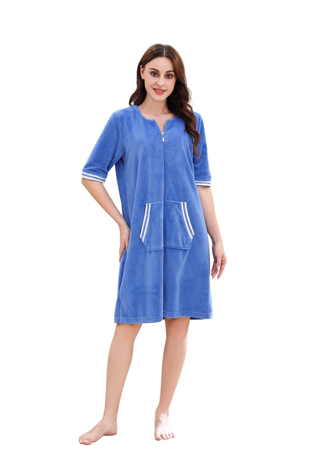RH Housecoat Women Zipper Front Duster Robe 3/4 Lounger Dress ...