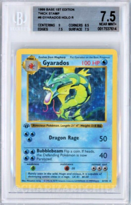 1999 Pokémon 1st Edition Gyarados #6 Holo Rare Base Set Thick Stamp BGS ...