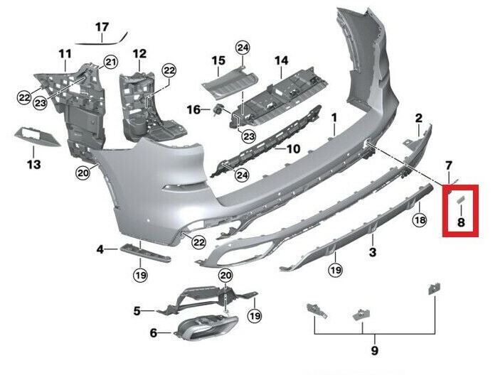 NEW GENUINE BMW X5 G05 REAR M SPORT BUMPER LOWER TOW HOOK COVER CAP ...