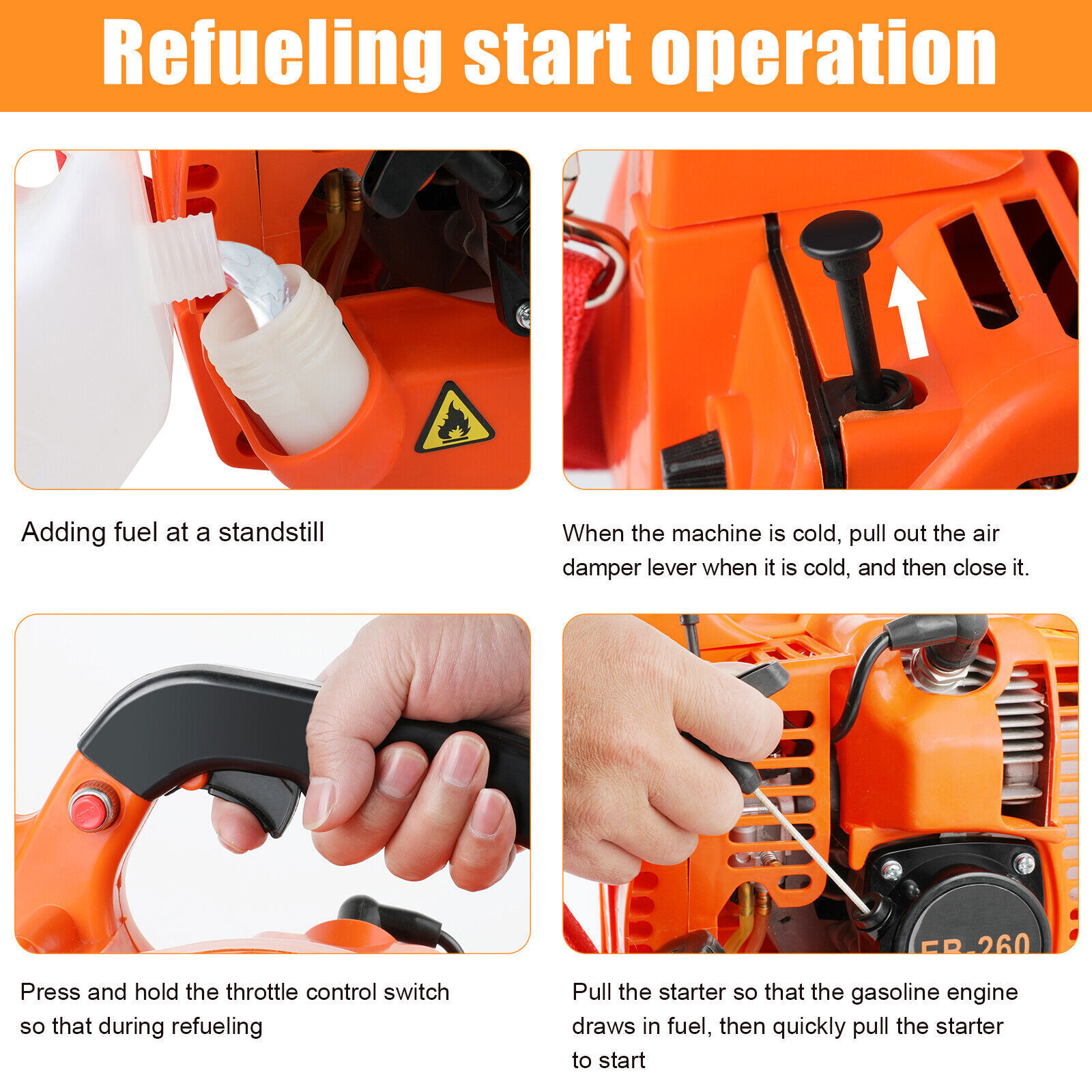 Air Leaf Blower Gas Powered Snow Blower 665 CFM 26CC/30CC/43CC 2-Stroke ...