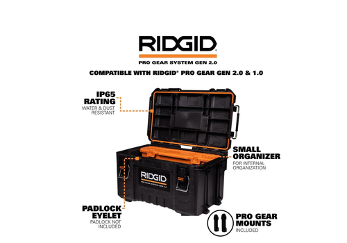 Ridgid 2.0 Pro Gear System 22 in. Modular Tool Box Power Tool Case ...