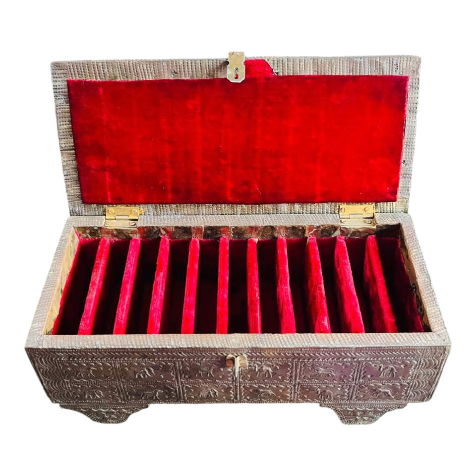 1930's Original Old Vintage Antique Wood & Brass Design Engraved ...