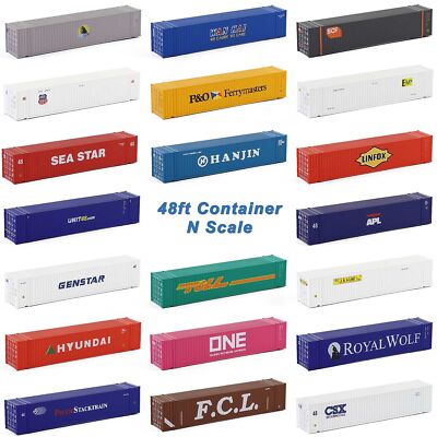 Evemodel N Scale 48ft 1:160 Shipping Container 48' Cargo Box with ...