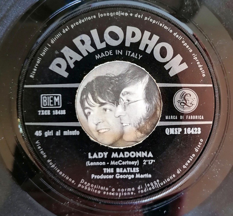 THE BEATLES LADY MADONNA 7" ITALY PS 45 RPM QMSP 16423 - THE INNER ...