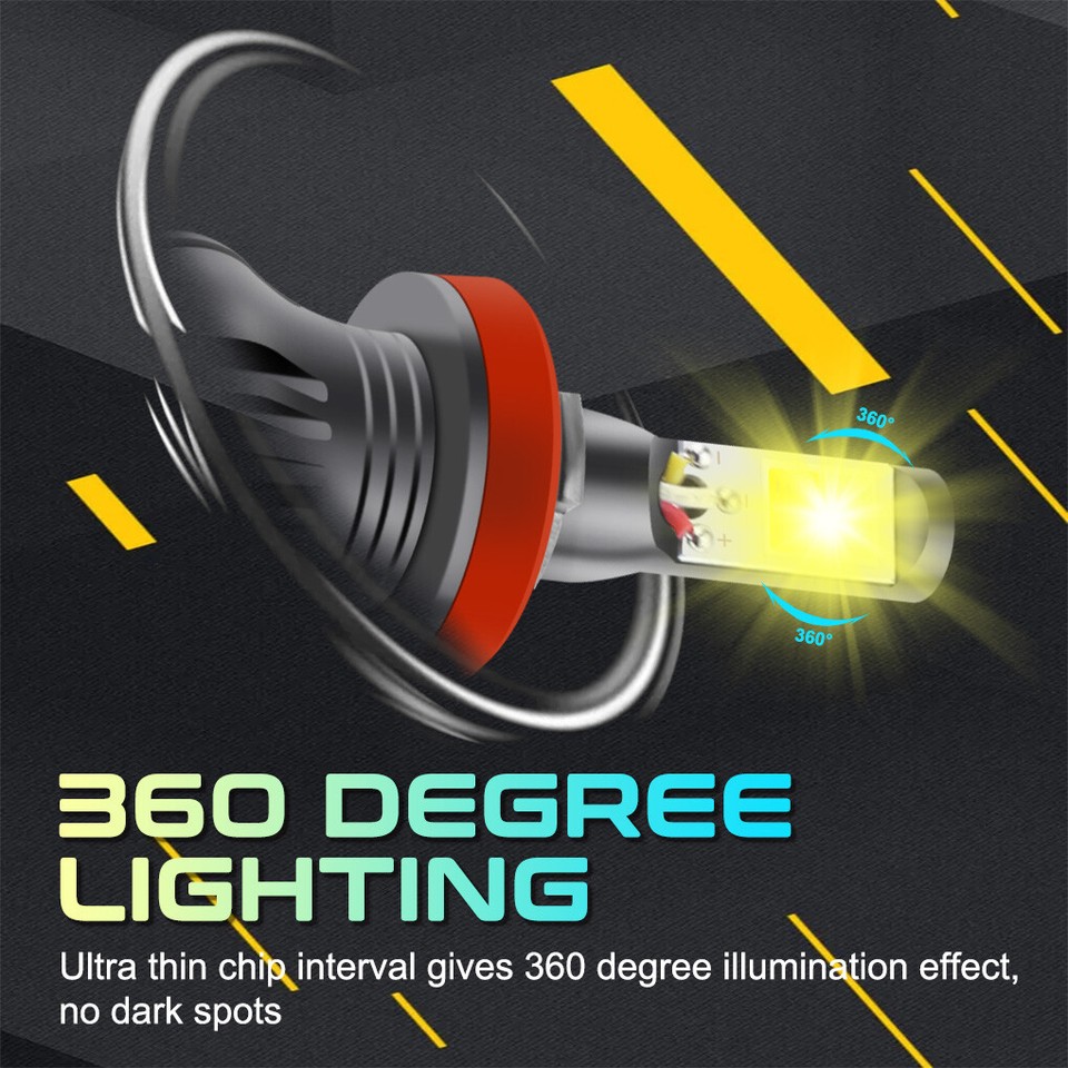 Switchback LED Fog Light Bulbs H11 H8 H16 Amber 3000K+Ice Blue 6000K ...