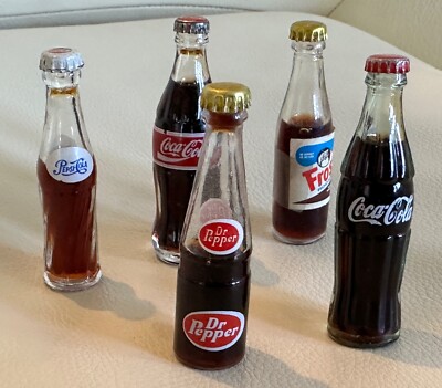 5 MINI BOTTLES OF COLA DRINKS 3" TALL | eBay
