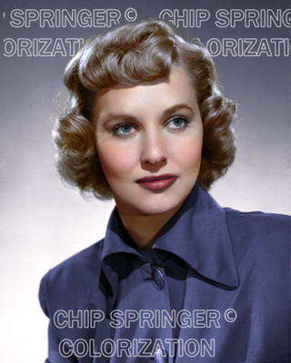 LOLA ALBRIGHT big Collar Blue Dress | Sexy 8x10 COLOR Photo by CHIP ...