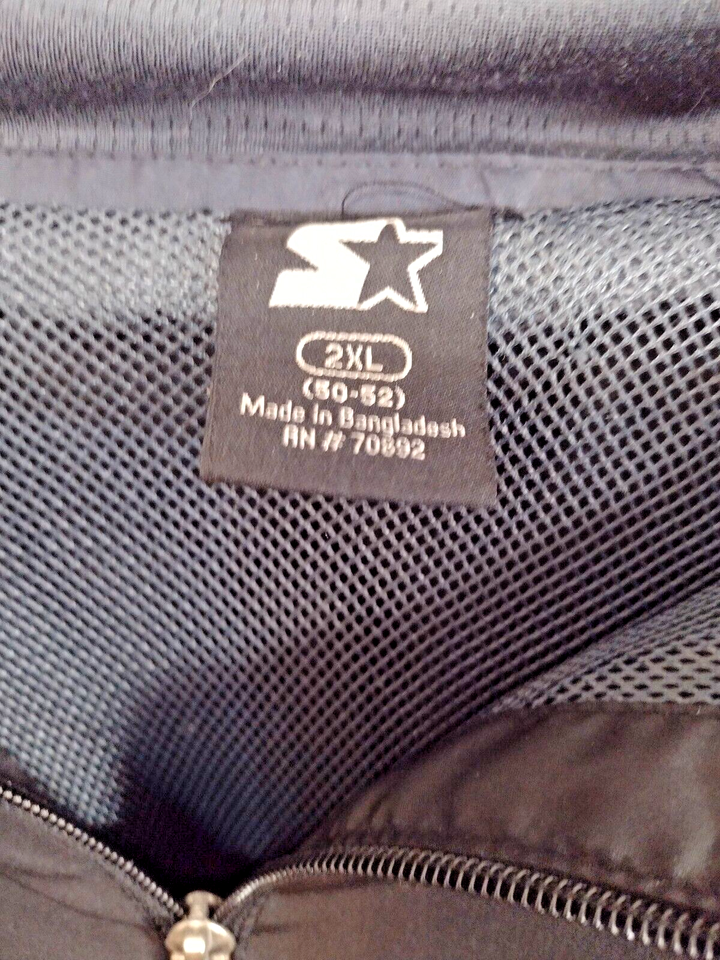 STARTER Jacket Full Zip Windbreaker XXL 2XL Track Black Gray 100% Poly ...
