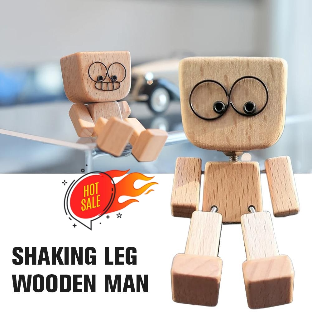 Swaying Desktop Toy Shaking Wooden Man Figurine, Charming Little Wooden ...
