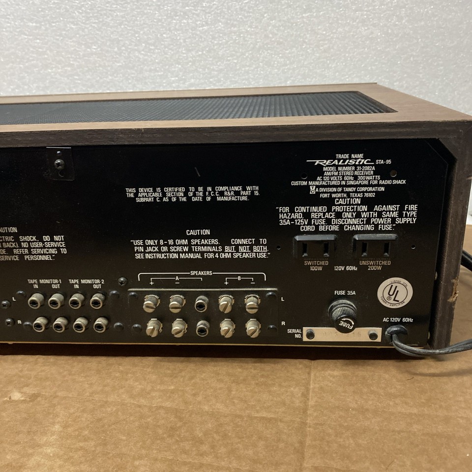 Vtg Realistic Stereo Receiver - STA-95 - Wood Veneer - 45 Watts - Parts ...