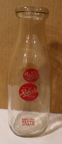 Roberts Dairy ACL SQ QT Milk Bottle Sioux City IA Lincoln & Omaha ...