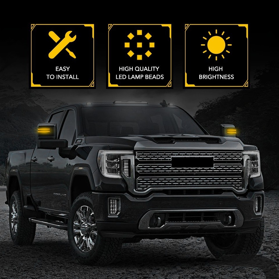 Smoke LED Switchback Side View Mirror Turn Signal Light Fit 2020-2024 ...