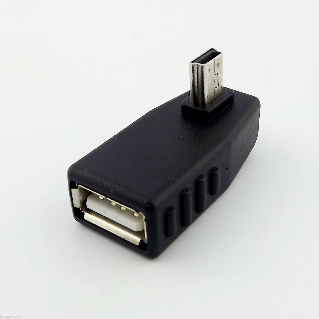 Right Angled 90° Mini USB 5-Pin B Male To USB 2.0 Type A Female OTG ...