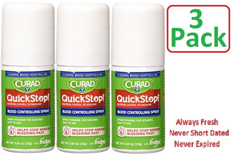 CURAD Quick Stop! SPRAY Stop Bleeding NOW! - 3 Pack - Always FRESH ! | eBay