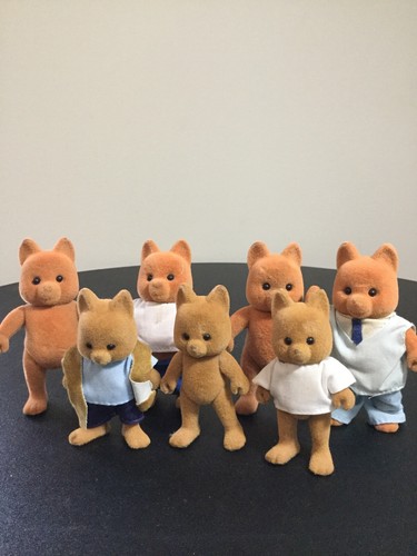 Vintage Sylvanian Families Calico Critters Fox Family of 7 Maple Town ...