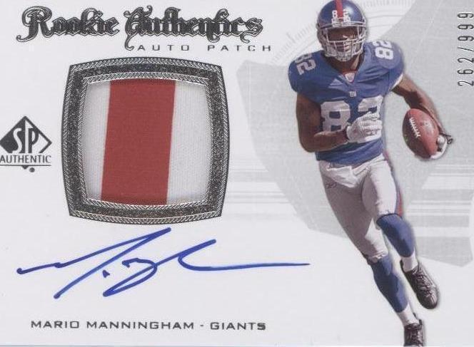 2008 SP Authentic - Rookie Authentics Auto Patch Mario Manningham #282 ...