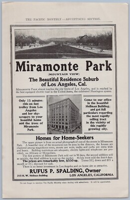1910s Miramonte Park Real Estate Ad Los Angeles California Suburb Land ...