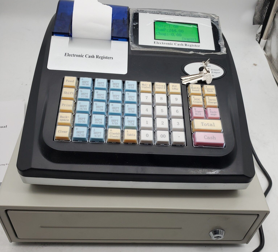 SNKOURIN Cash Register,Electronic Pos System Cash Register with 48 Keys ...