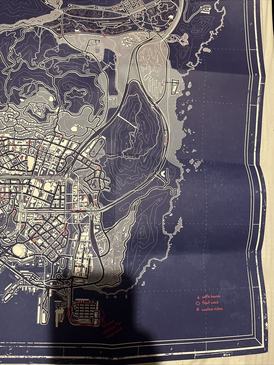 Gta V Blueprint Map Blacklight Las Vegas Map Blueprint Art Print By