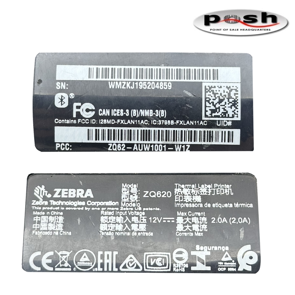 Zebra ZQ620 Mobile Label Printer: ZQ62-AUW1001-W1Z - W/ Battery ...
