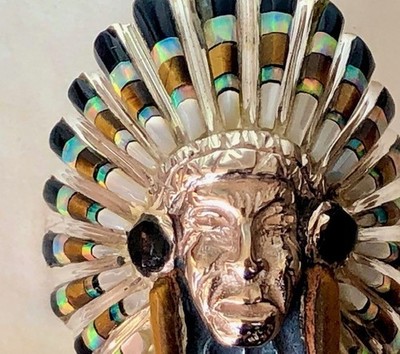 Haunting, Vintage Chief Native Men's ring Hebrew Nose Opal Feathers 10 ...