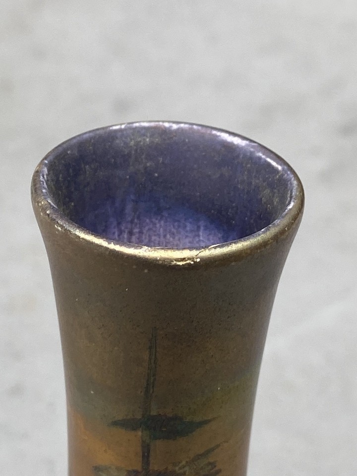 Weller Pottery Lasa 1920s Art Nouveau Bud Vase Gold Luster Glaze Tree ...