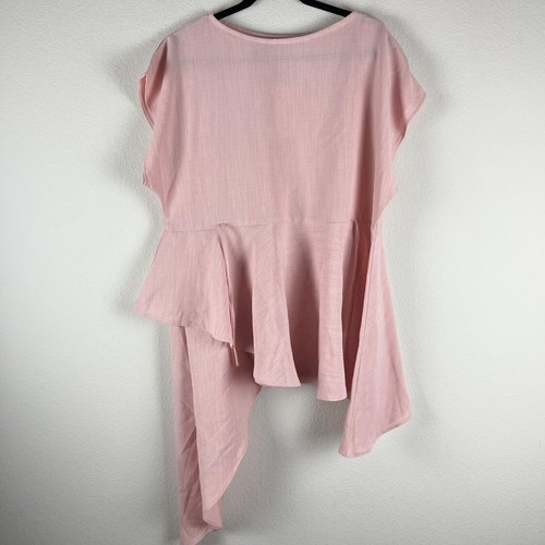 Meem Label Maddison Blouse Womens Large Pink Asymmetrical Minimalist ...