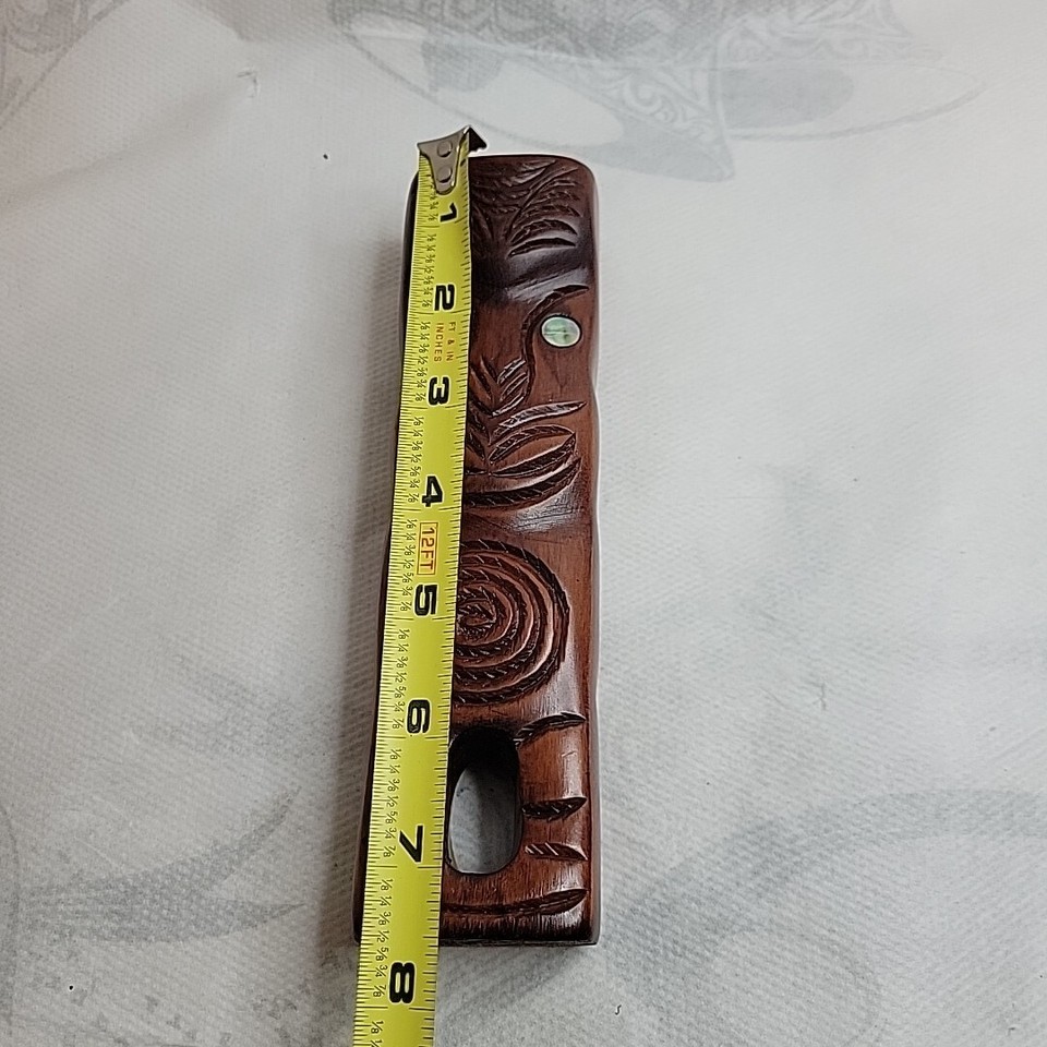 Hand Carved Wooden Maori Statue Tiki Paua Shell Eyes Rotorua New ...