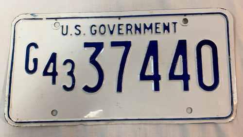 Vintage 1970's U.S. GOVERNMENT License Plate Obsolete in Original ...