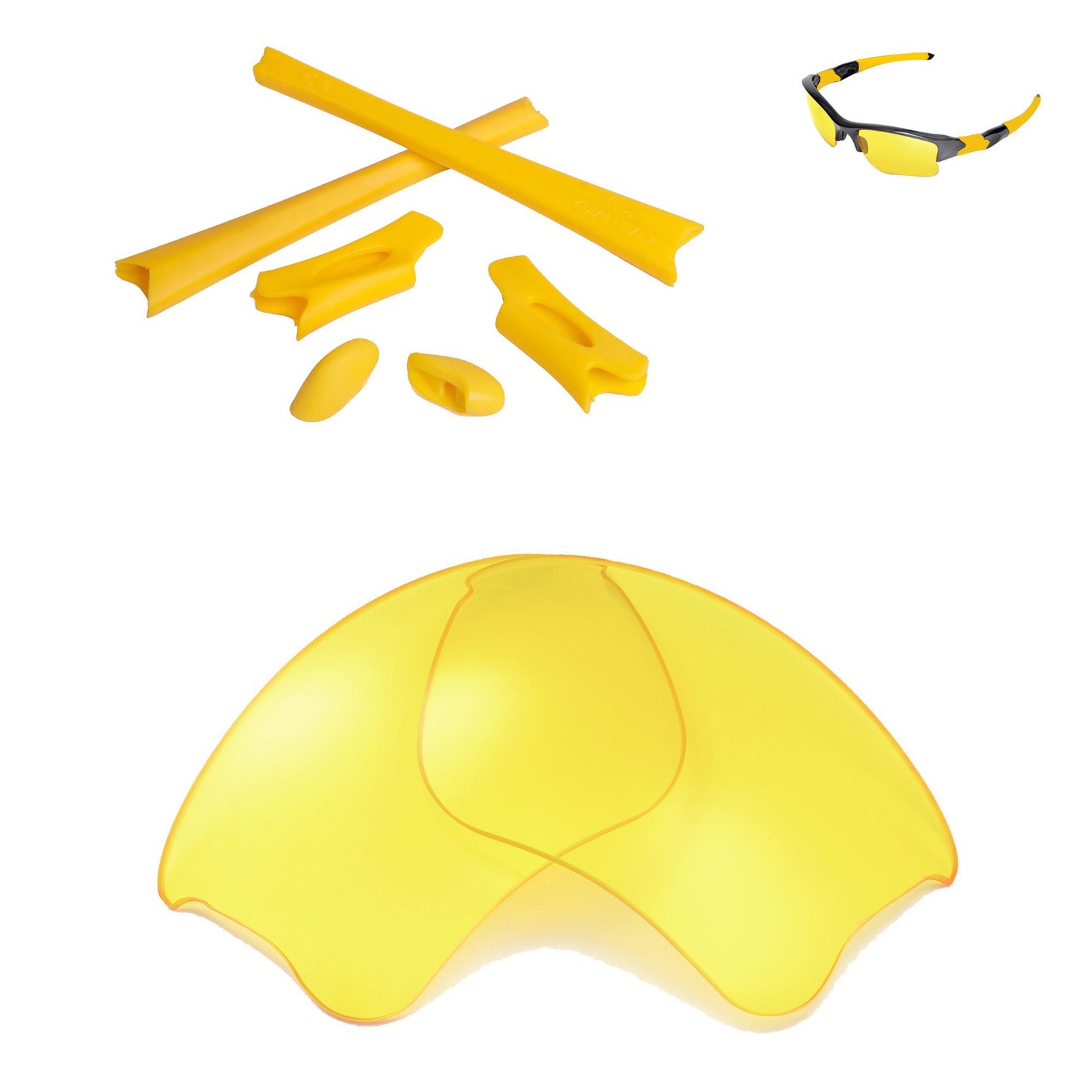 New Walleva Yellow Lenses And Rubber Kit For Oakley Flak Jacket XLJ | eBay