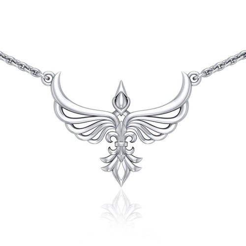 Collier En Argent Sterling 925 Phoenix Fleur De Lis Bijoux Symboliques ...